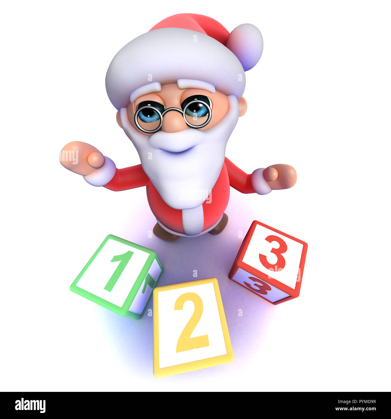 3d render of a funny cartoon Santa Claus using counting blocks Stock ...