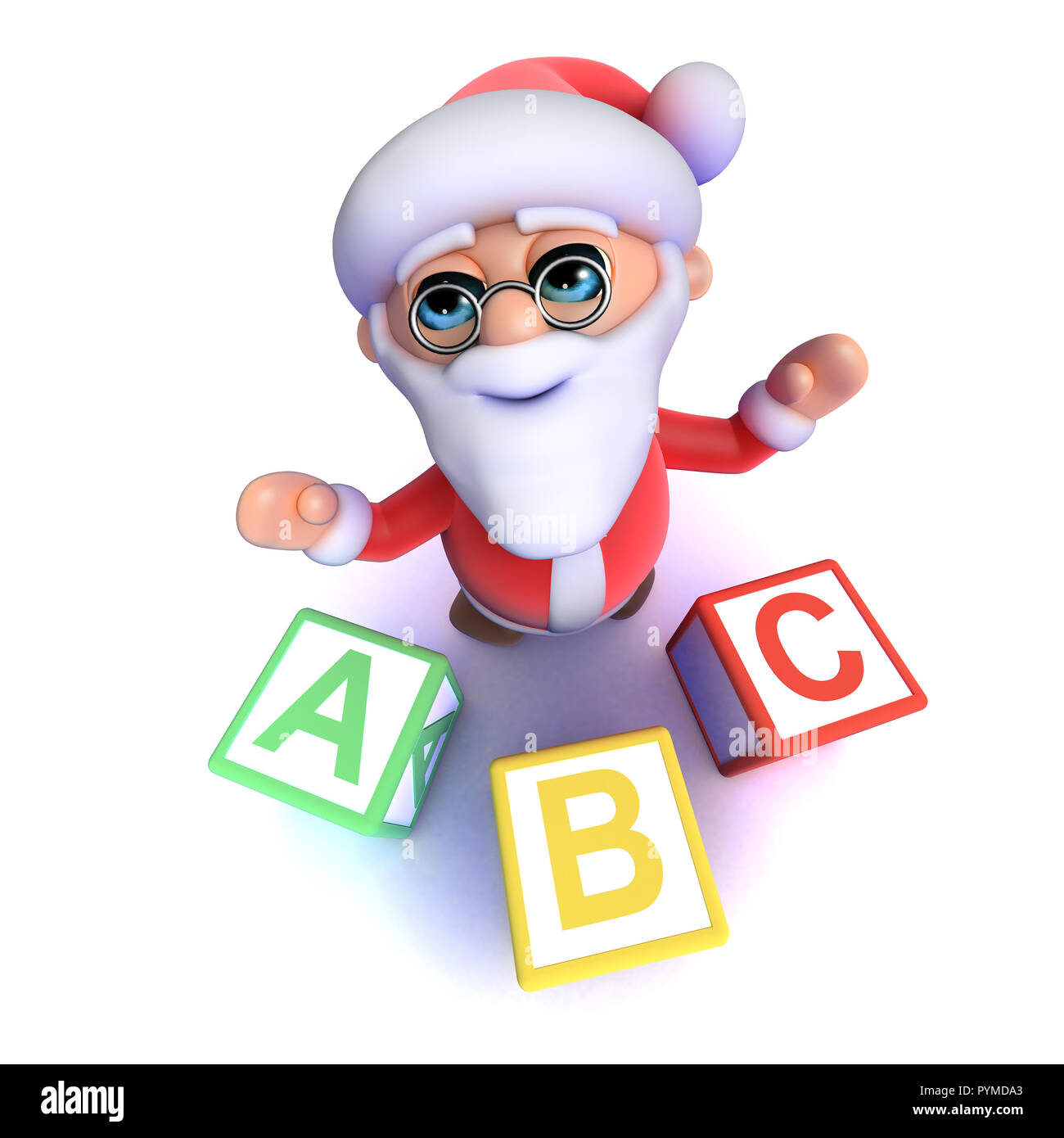 3d render of a funny cartoon Santa Claus using alphabet blocks Stock ...