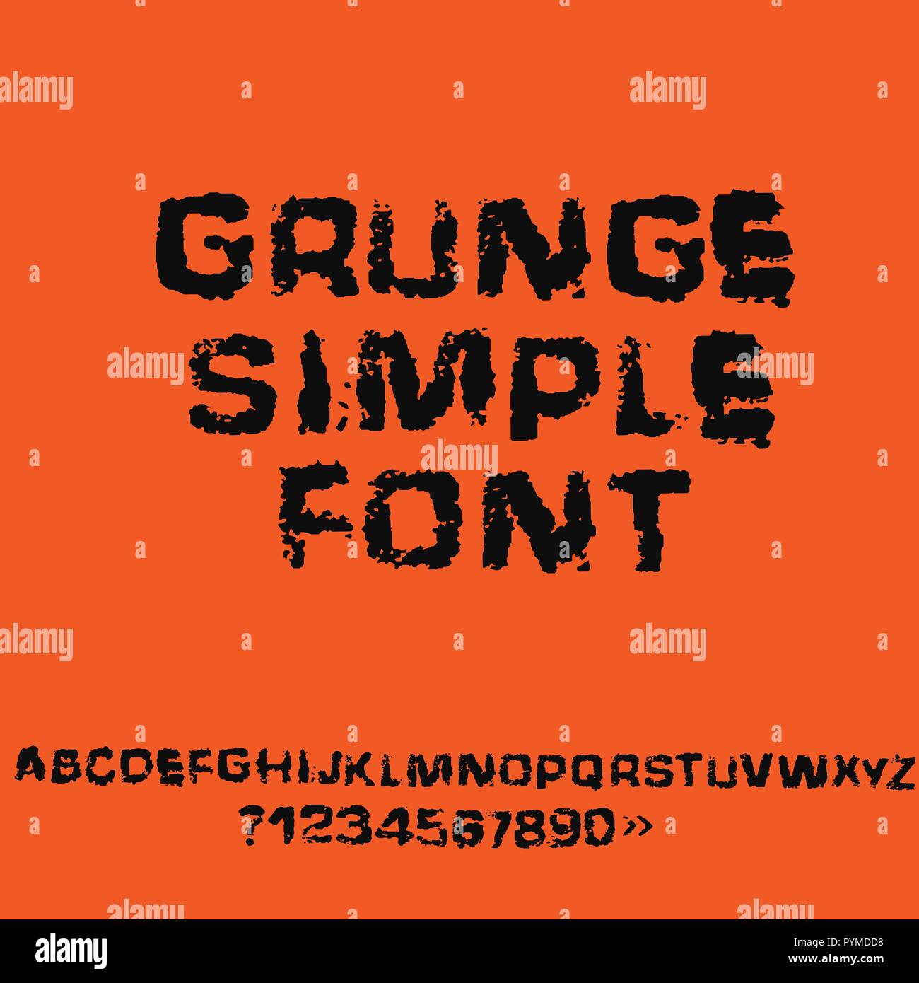 Distressed grunge alphabet. Stamp ink font. Vector illustration Stock ...