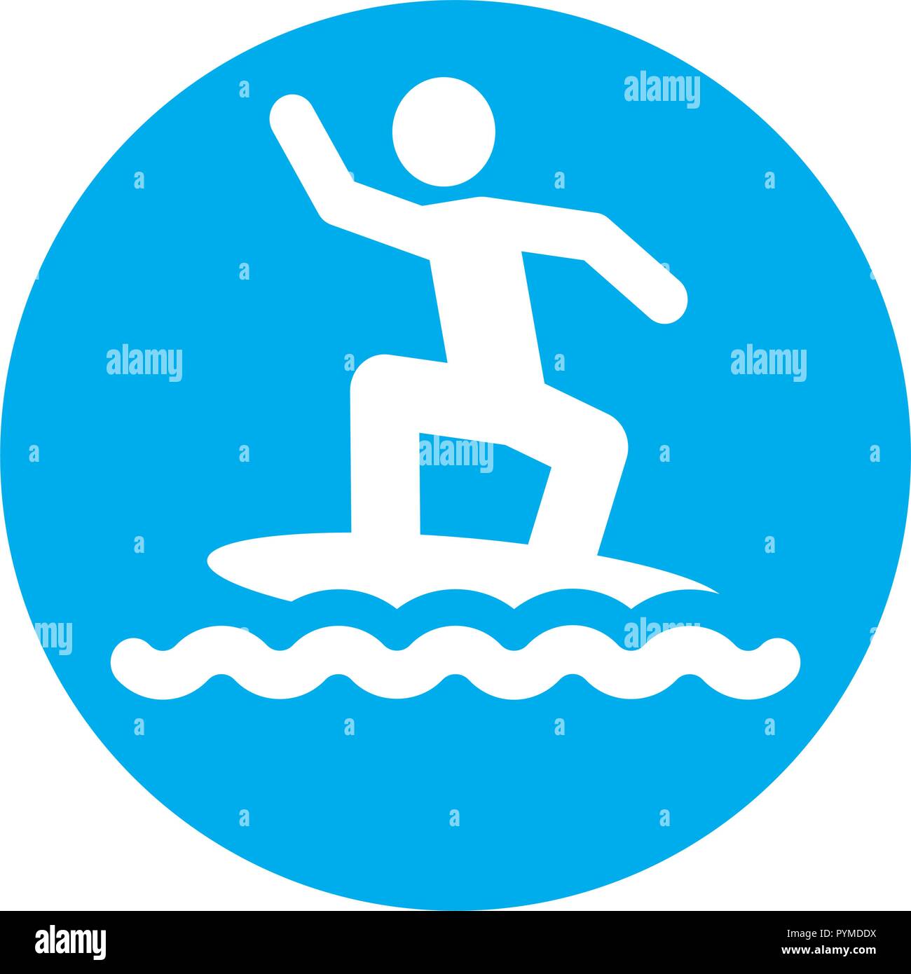 surf boarder on waves pictogram icon vector illustration round Stock ...