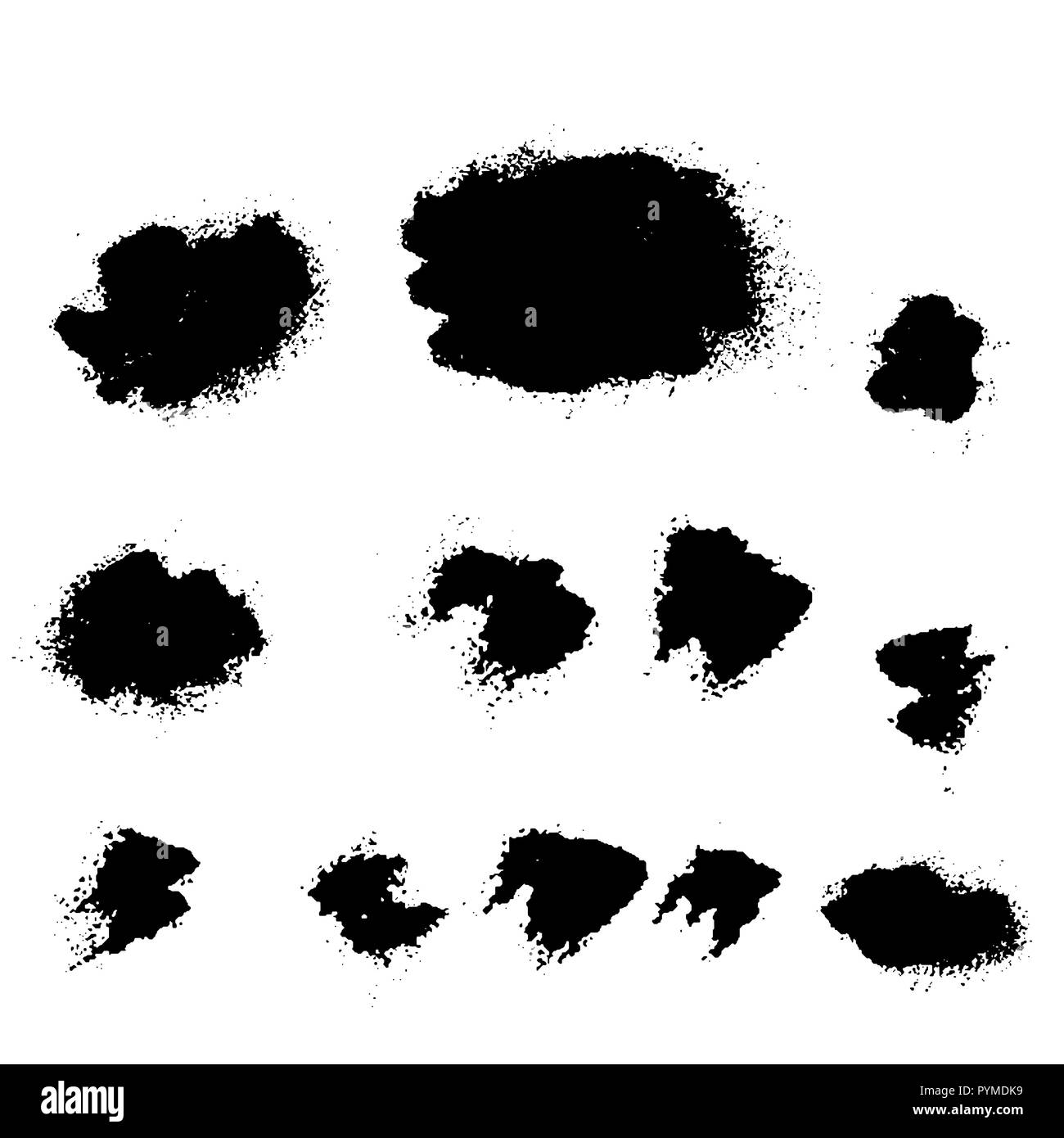 Vector set of splash stains texture banners. Black and white abstract ...