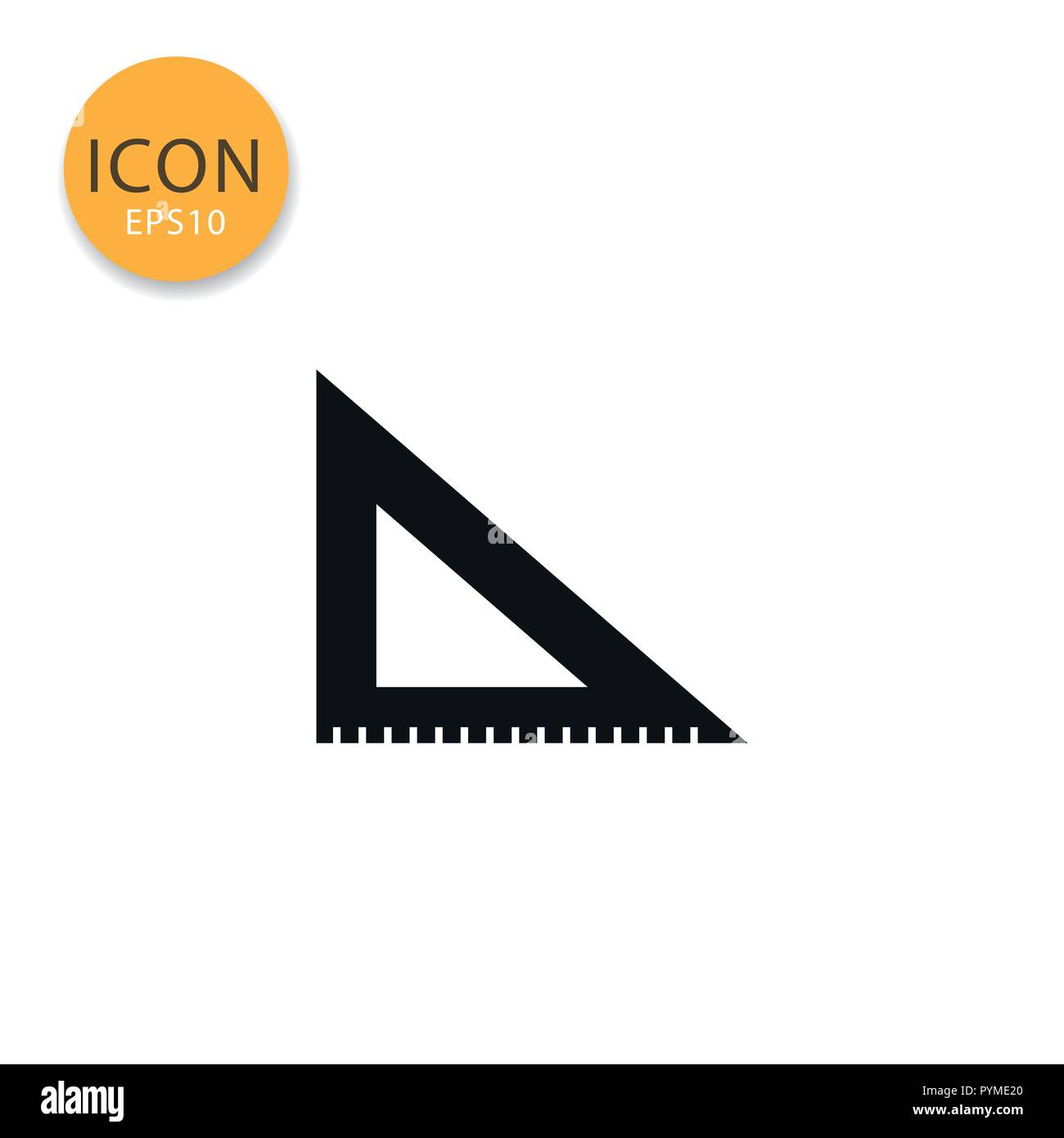 Triangle ruler icon flat style in black color vector illustration on ...