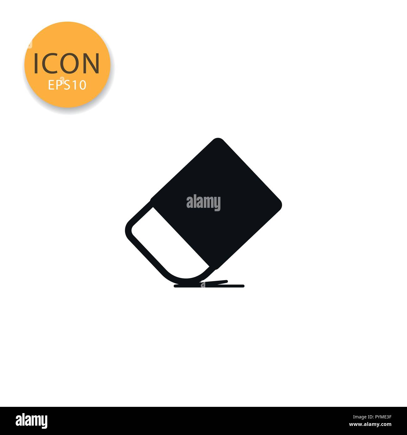 Rubber eraser icon flat style in black color vector illustration on ...