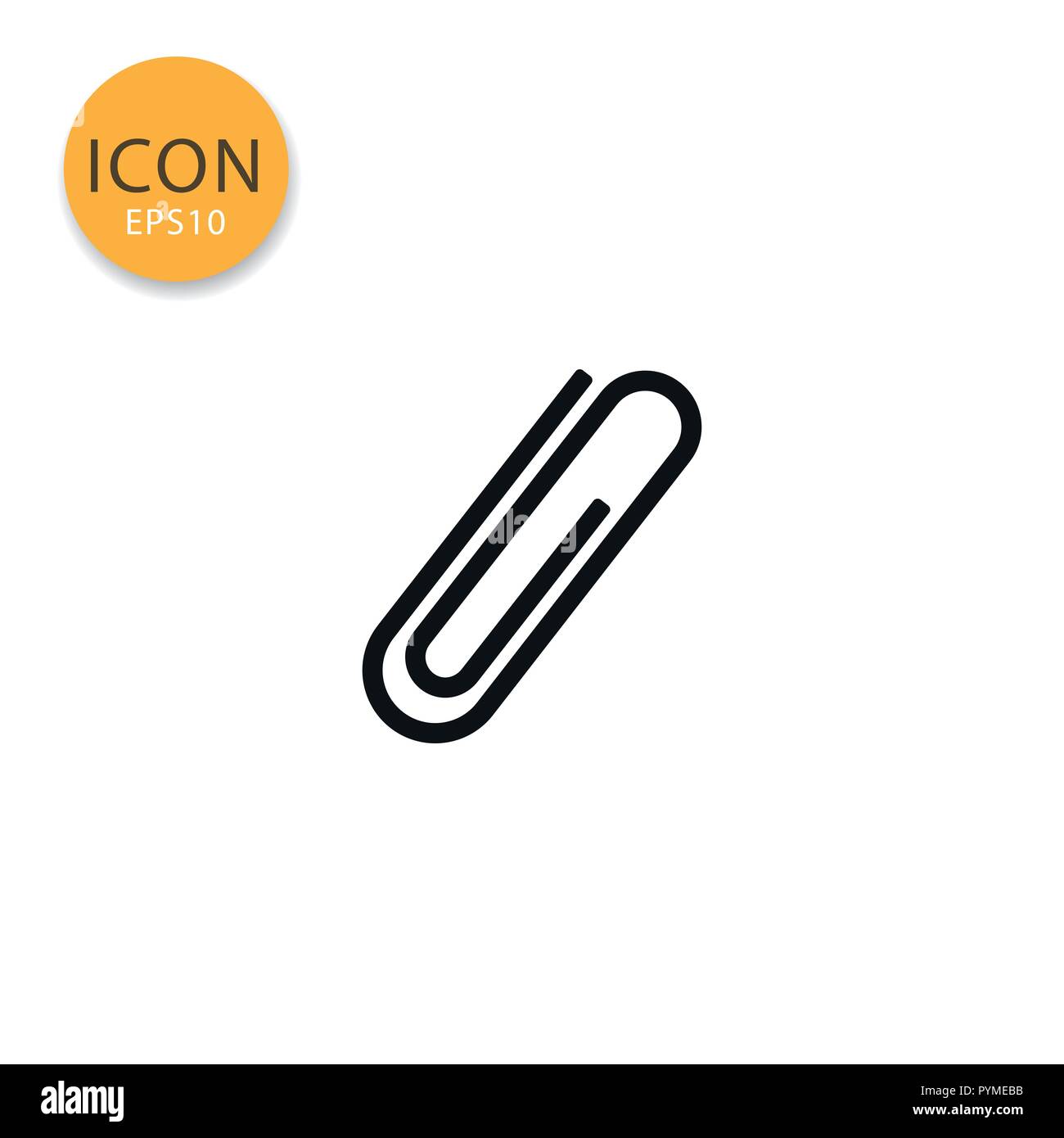 Paperclip icon flat style in black color vector illustration on white ...
