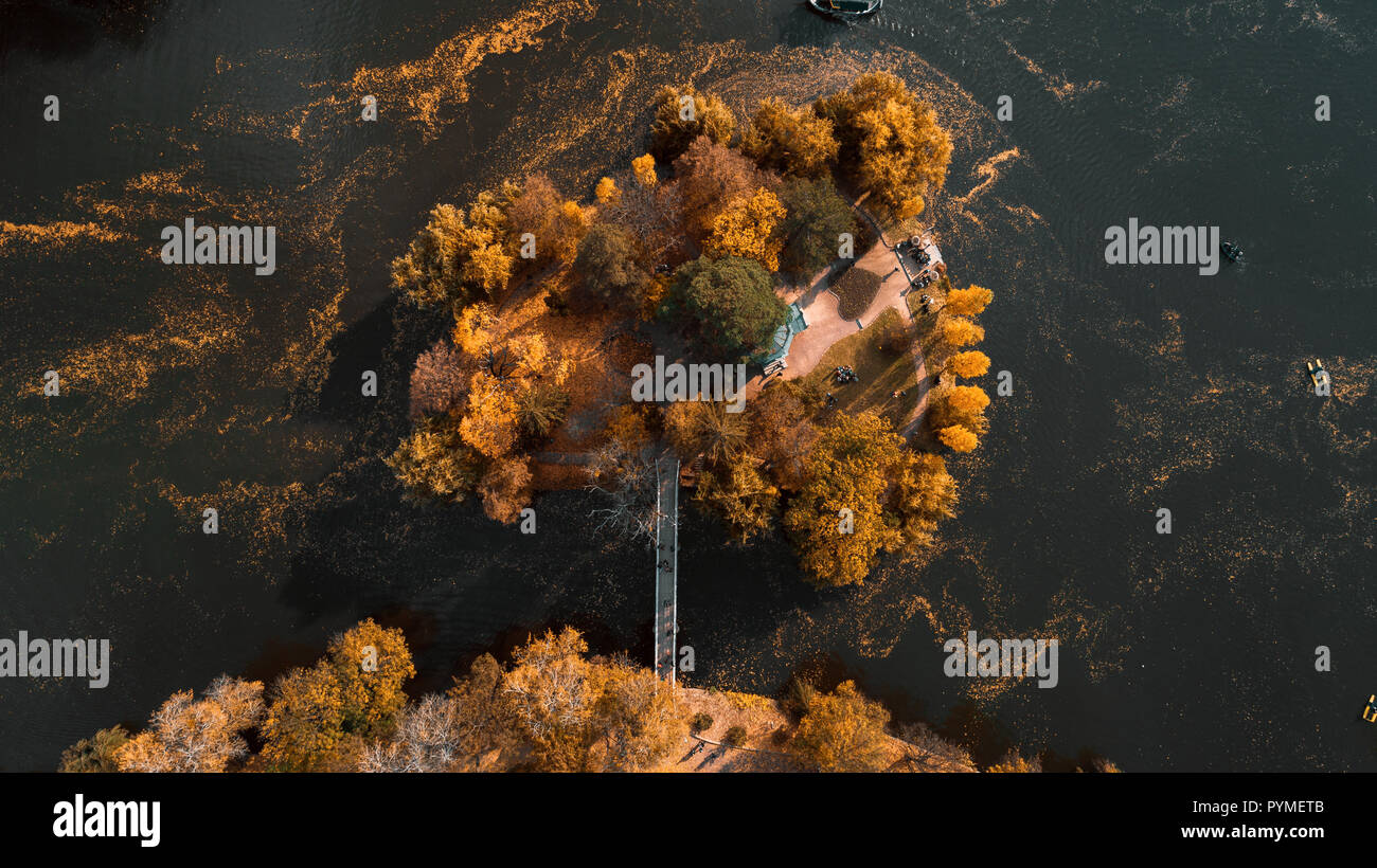 Aerial view autumn landscape park Stock Photo - Alamy
