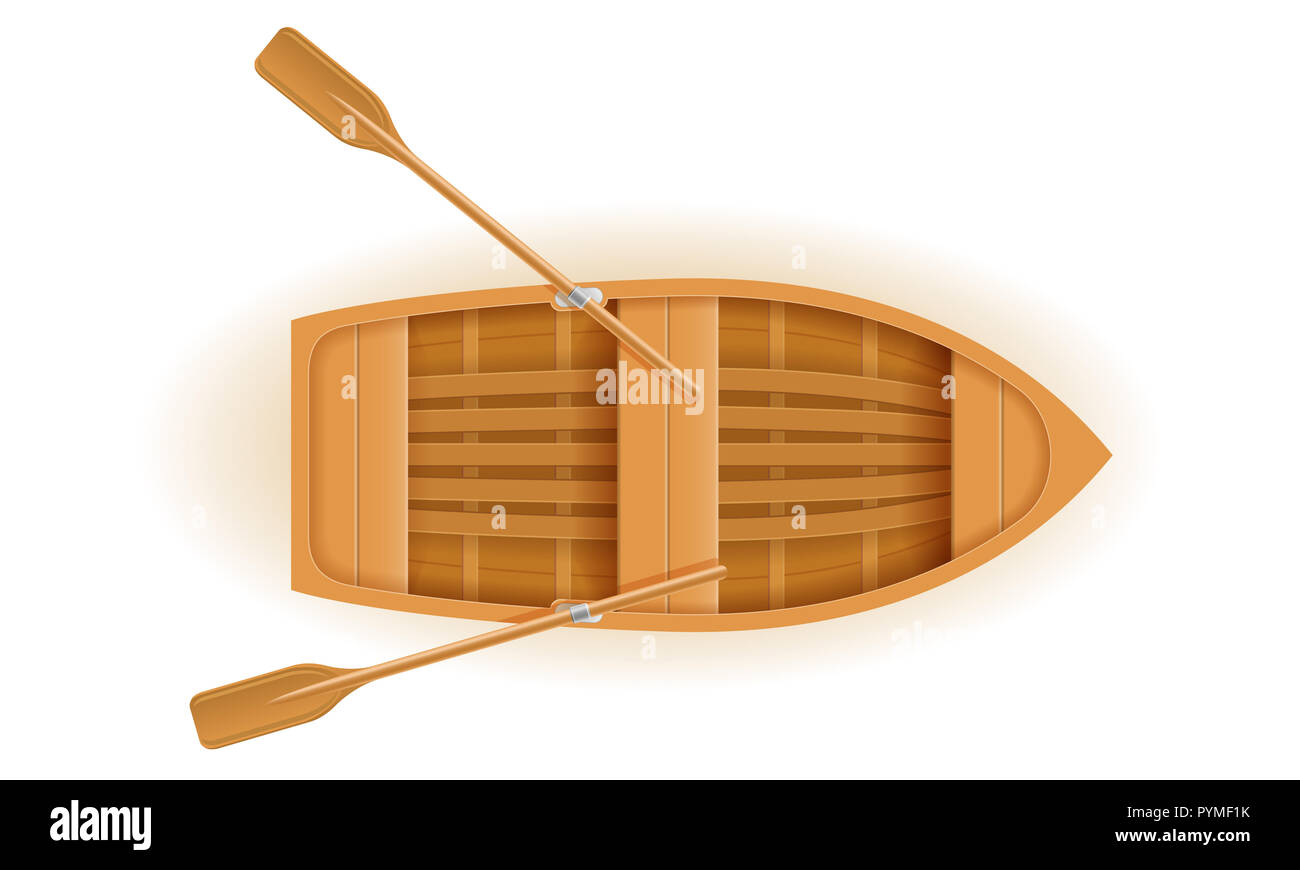 wooden boat top view vector illustration isolated on white background ...