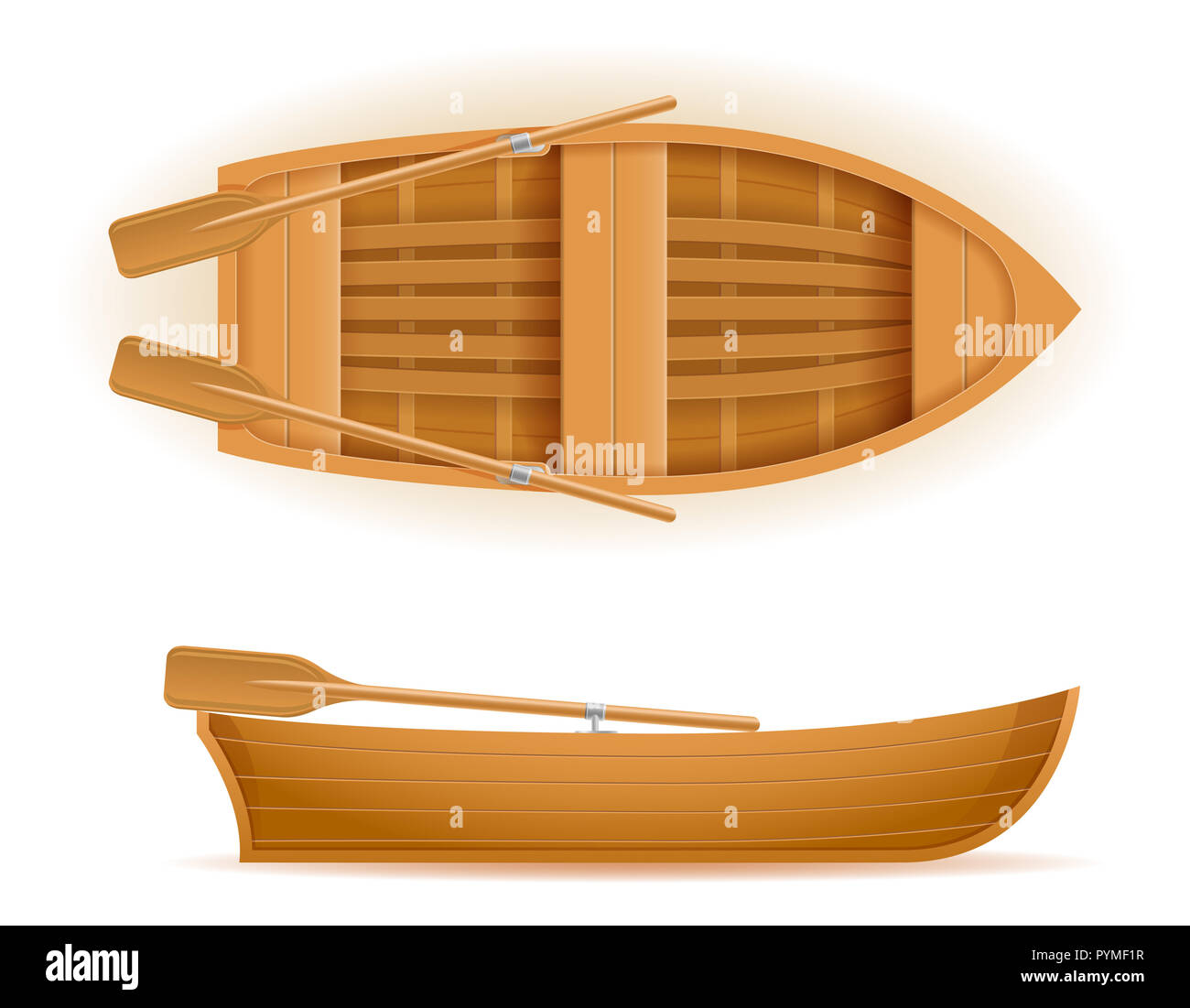 Wooden Row Boat Side View