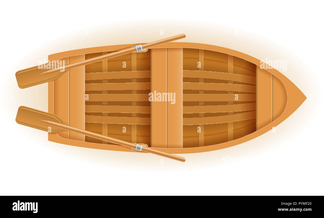 wooden boat top view vector illustration isolated on white background ...