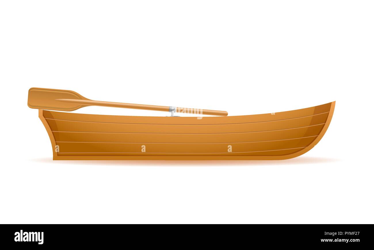 wooden boat side view vector illustration isolated on white background ...