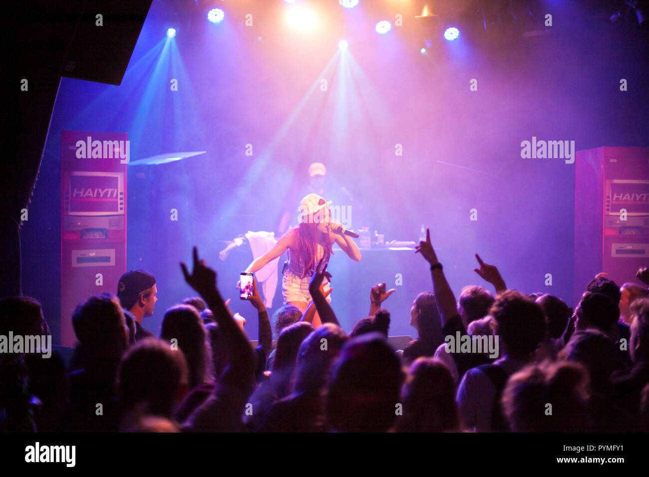 Germany, Hamburg - October 8, 2018. The German rapper Haiyti performs a ...