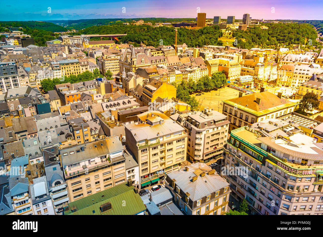 A panorama view of the old town in luxembourg city hi-res stock ...