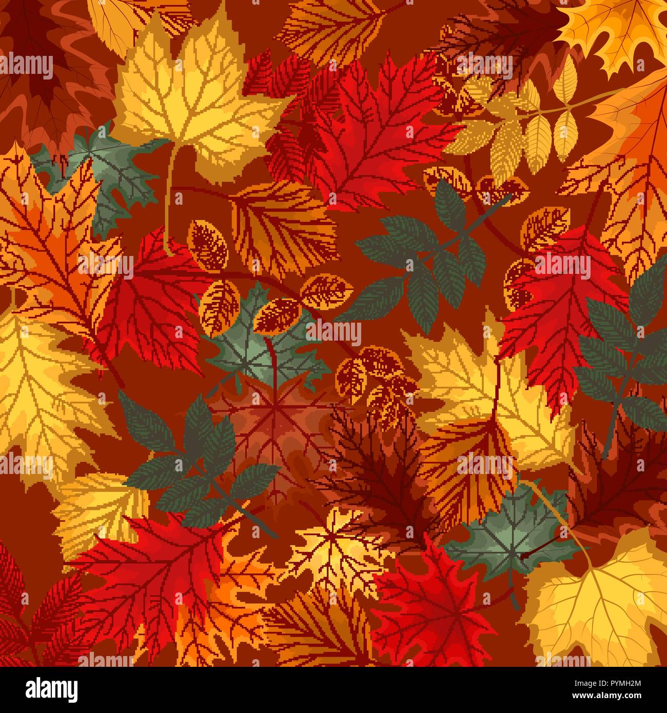 Naturalistic multicolored autumn leaves beautifully laid out on ...