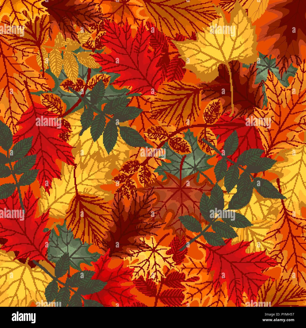 Naturalistic multicolored autumn leaves beautifully laid out on ...