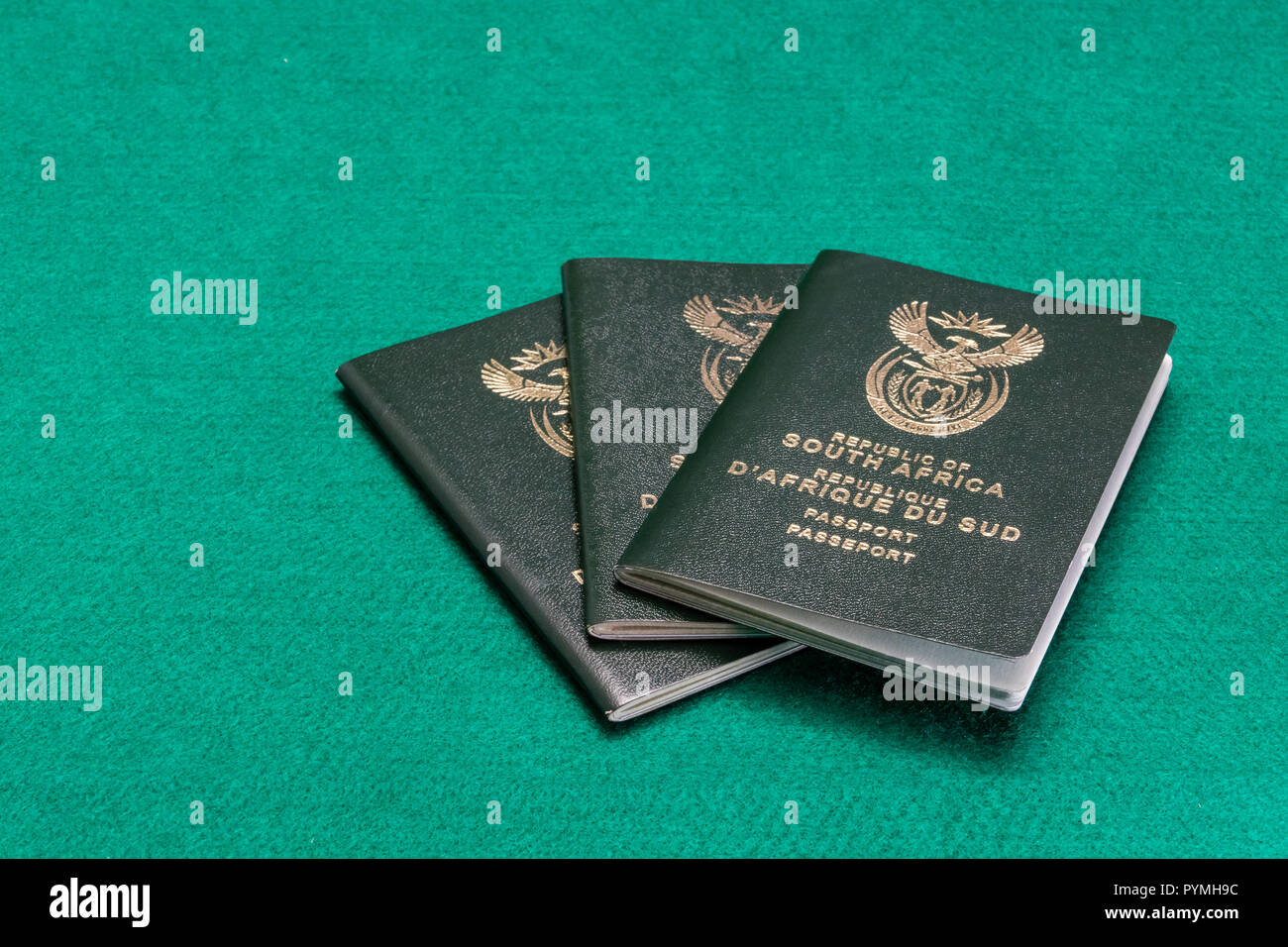 South African passports on green background Stock Photo - Alamy