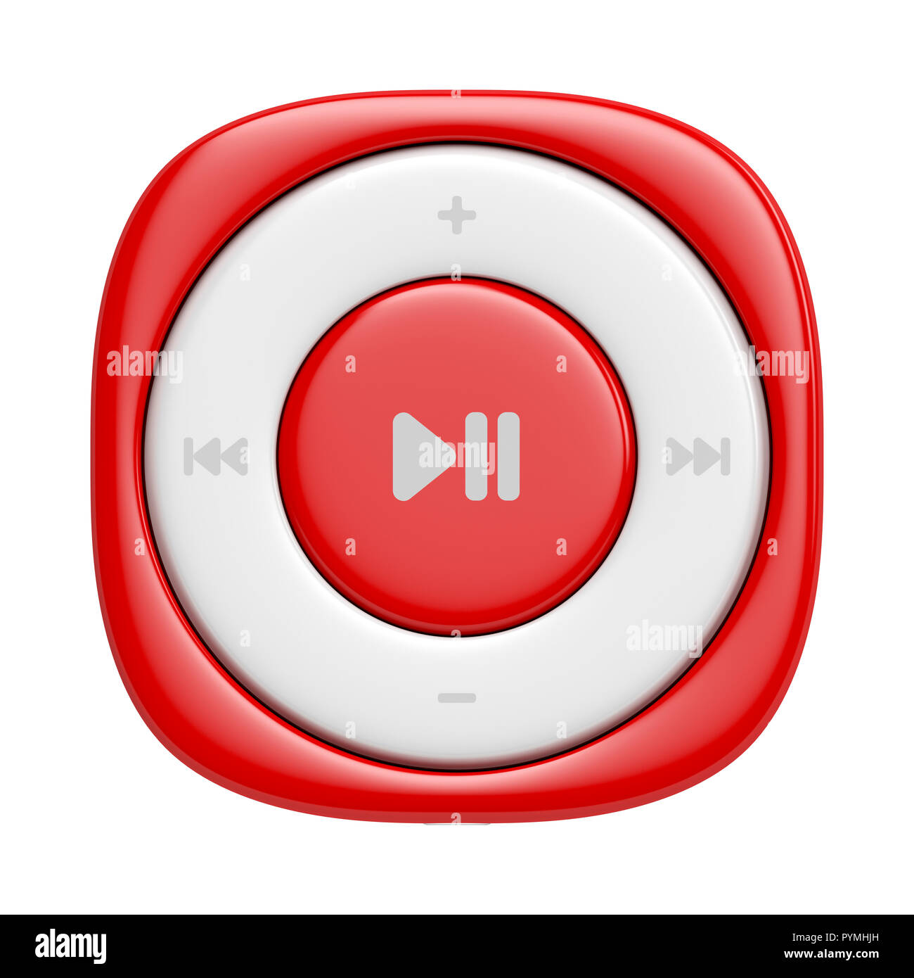 Front view of red music player, isolated on white background Stock ...