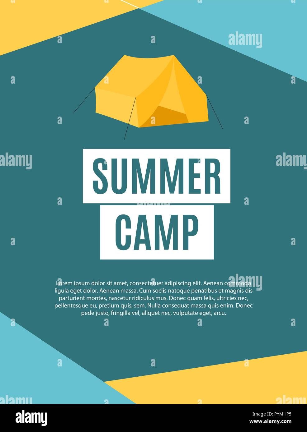Summer Camping Nature Background in Modern Flat Style with Sample Text ...