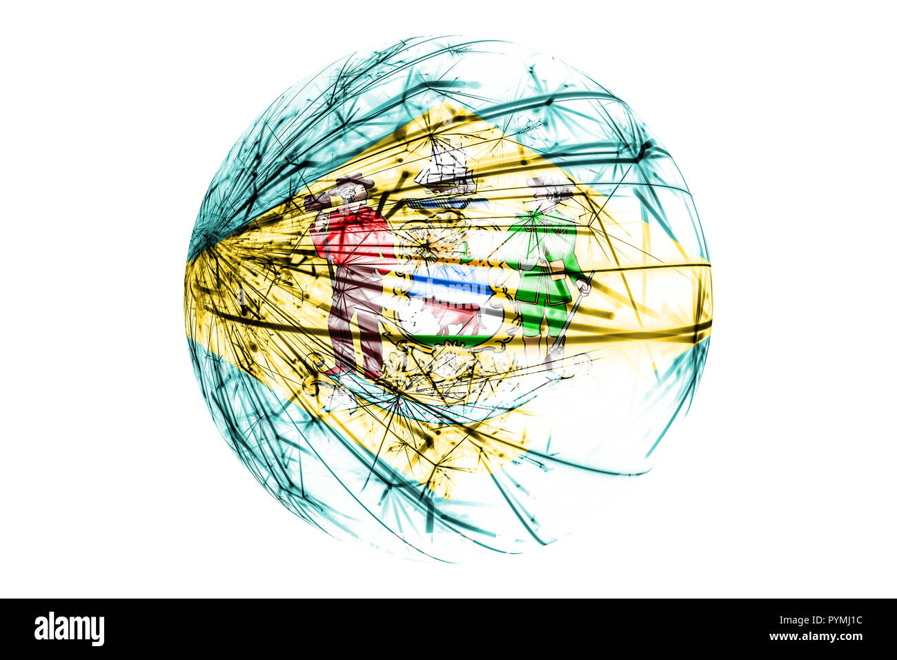 Abstract Delaware sparkling flag. American Christmas ball concept ...