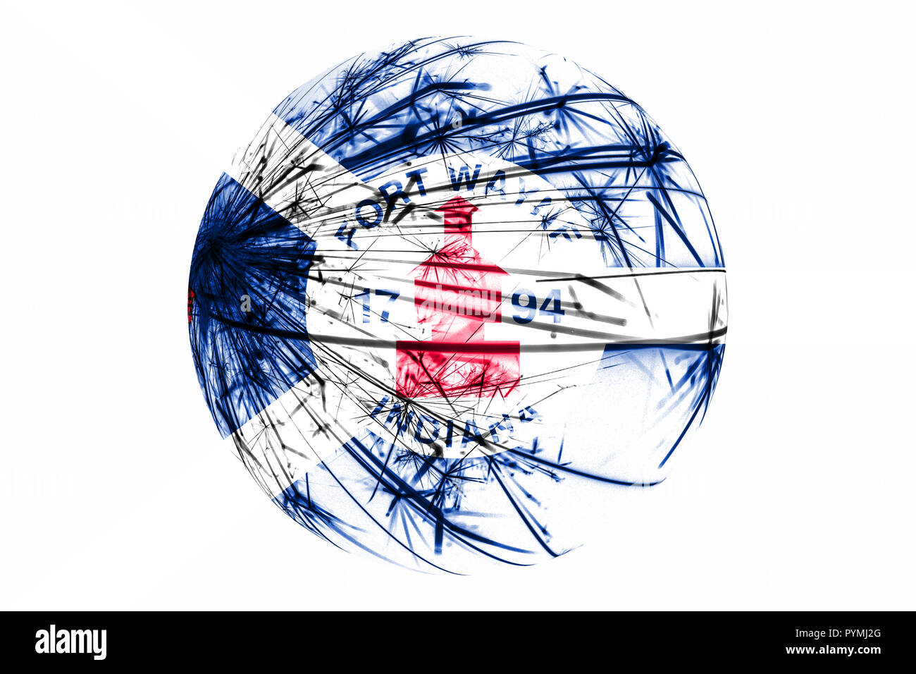 Abstract Fort Wayne, Indiana sparkling flag. American Christmas ball ...