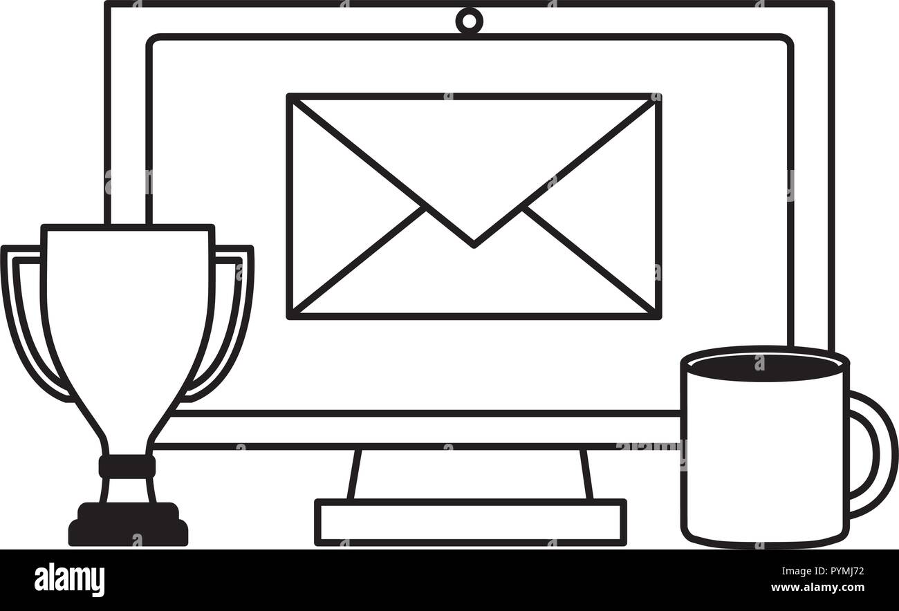 computer email trophy coffee cup social media Stock Vector Image & Art ...
