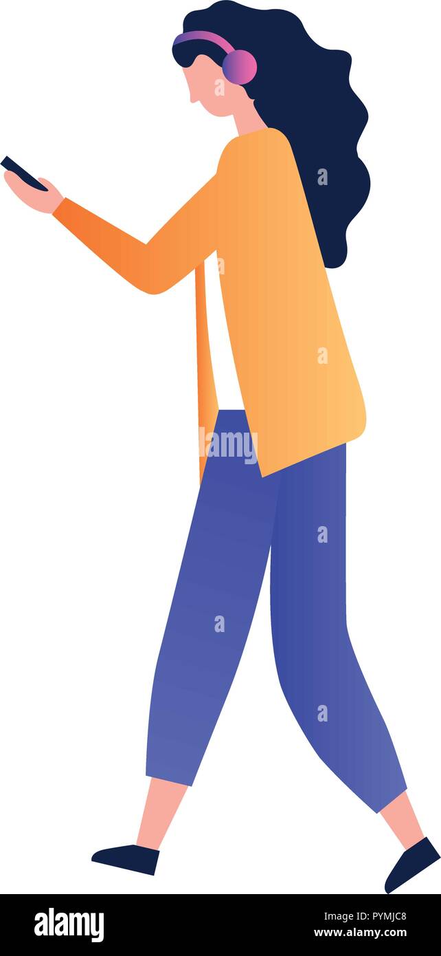 Lady using mobile Stock Vector Images - Alamy