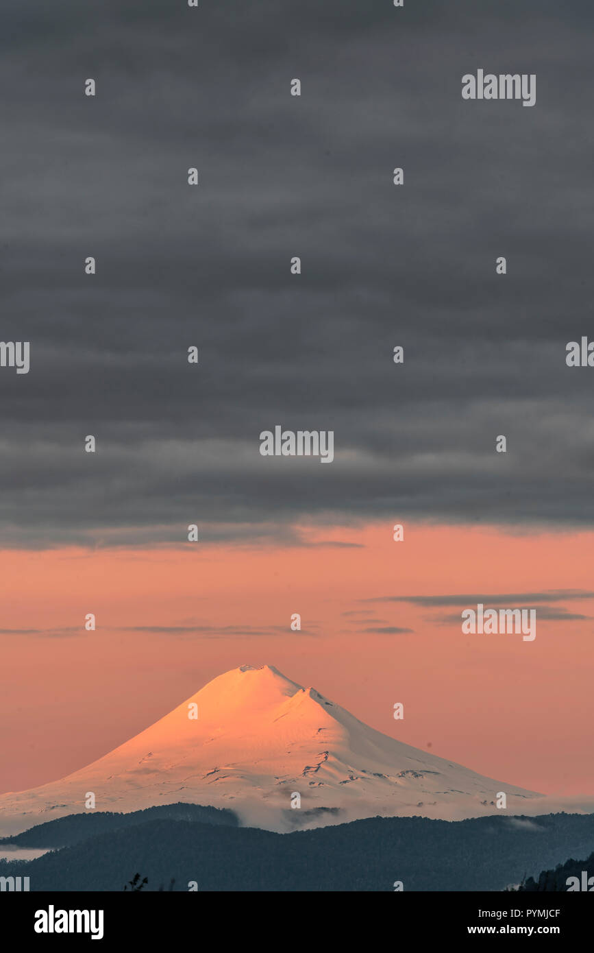 The Volcano Llaima, near Pucon, Chile. Photographed at sunset Stock ...