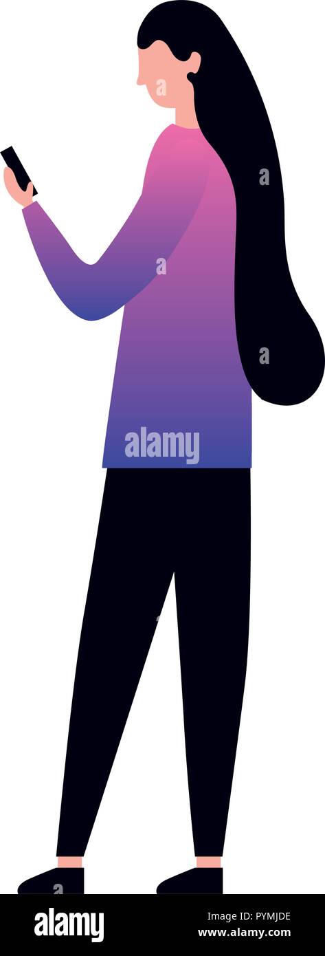 Lady using mobile Stock Vector Images - Alamy