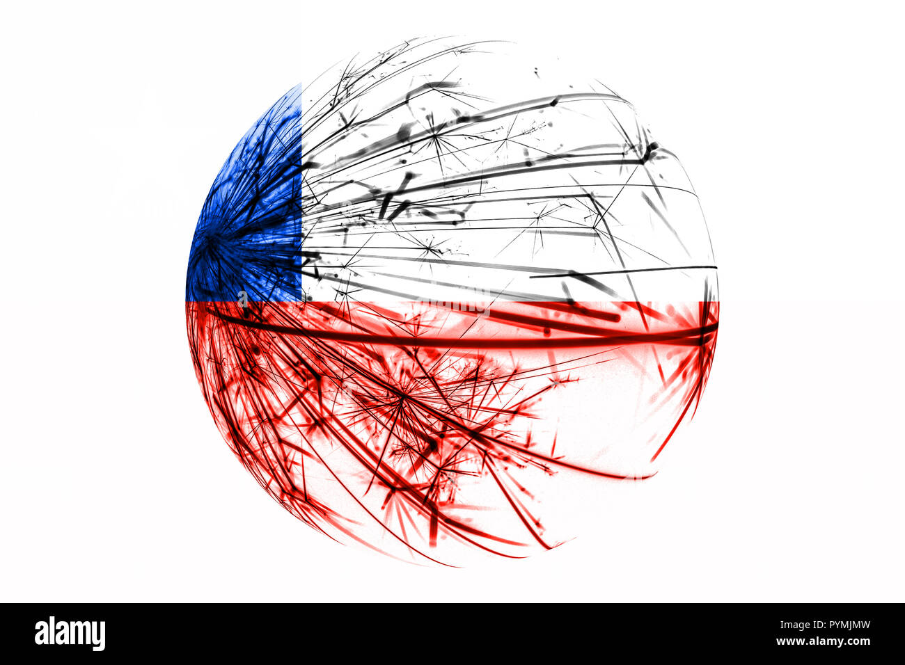 Abstract Chile sparkling flag, Christmas ball concept isolated on white ...