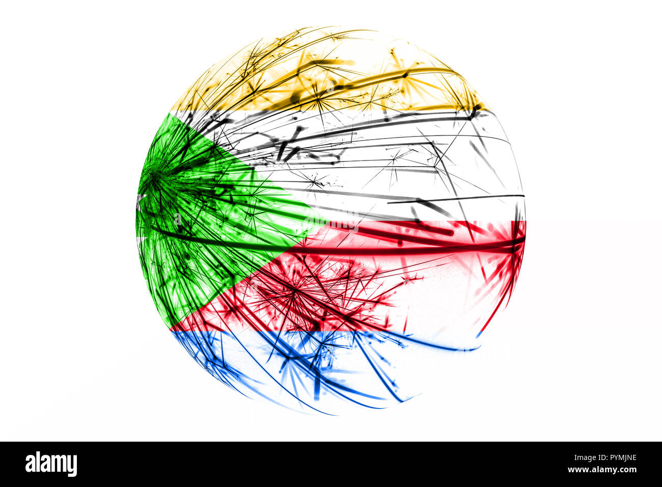 Abstract Comoros sparkling flag, Christmas ball concept isolated on ...