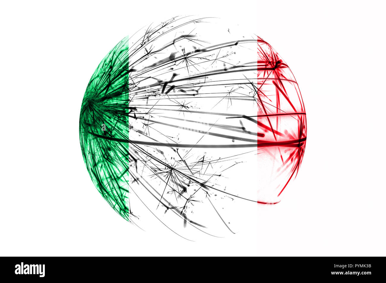 Abstract Italy sparkling flag, Christmas ball concept isolated on white ...
