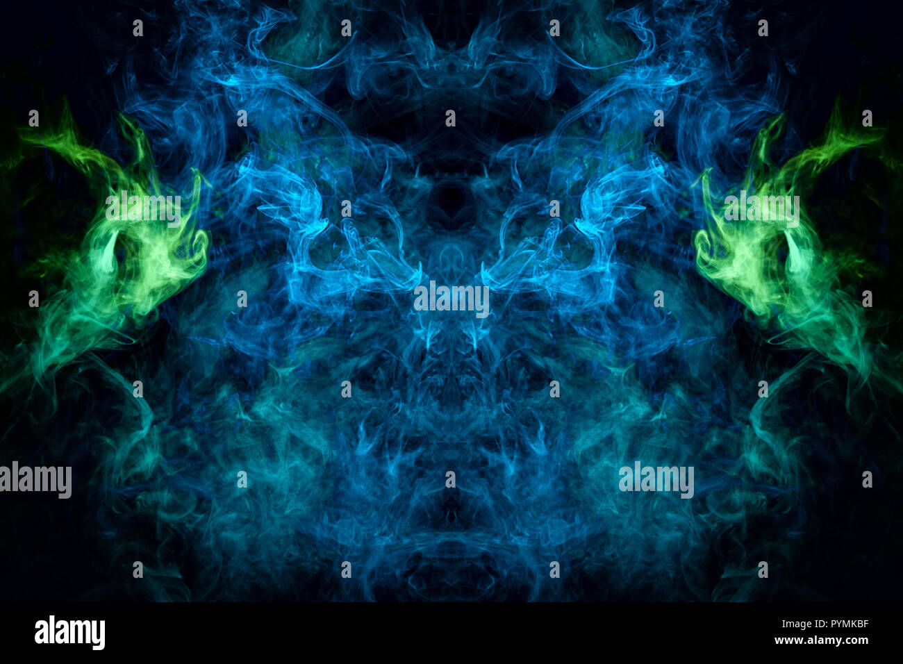 Fluffy Puffs blue and green smoke and Fog in the form of a skull ...