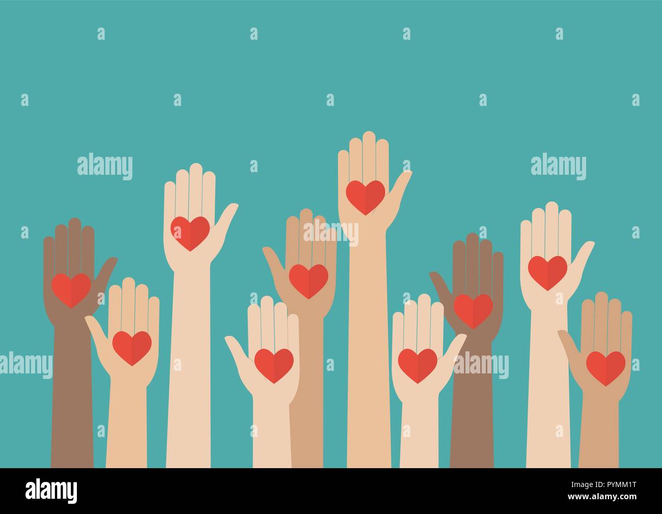 Raised hands volunteering. Vector illustration Stock Vector Image & Art ...