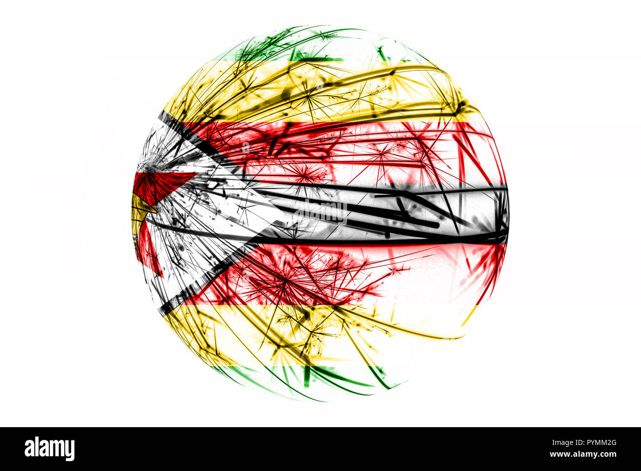 Abstract Zimbabwe sparkling flag, Christmas ball concept isolated on ...