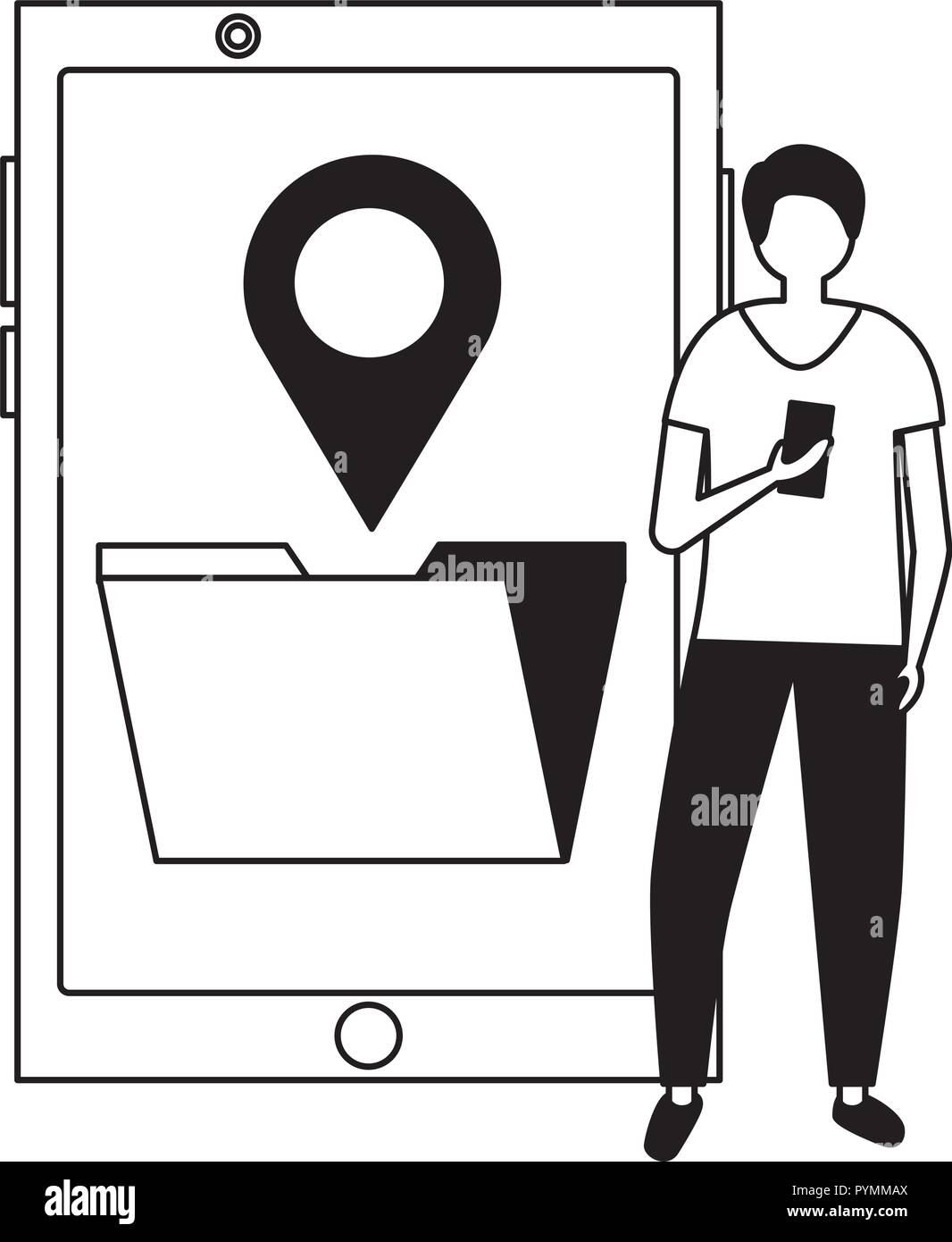 man using mobile folder file location media Stock Vector Image & Art ...