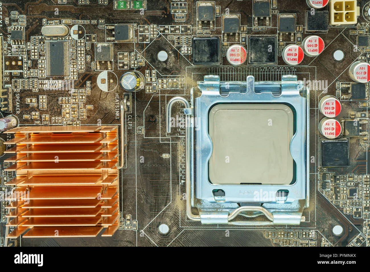The components of the motherboard. Include chip, ic, cpu socket ...