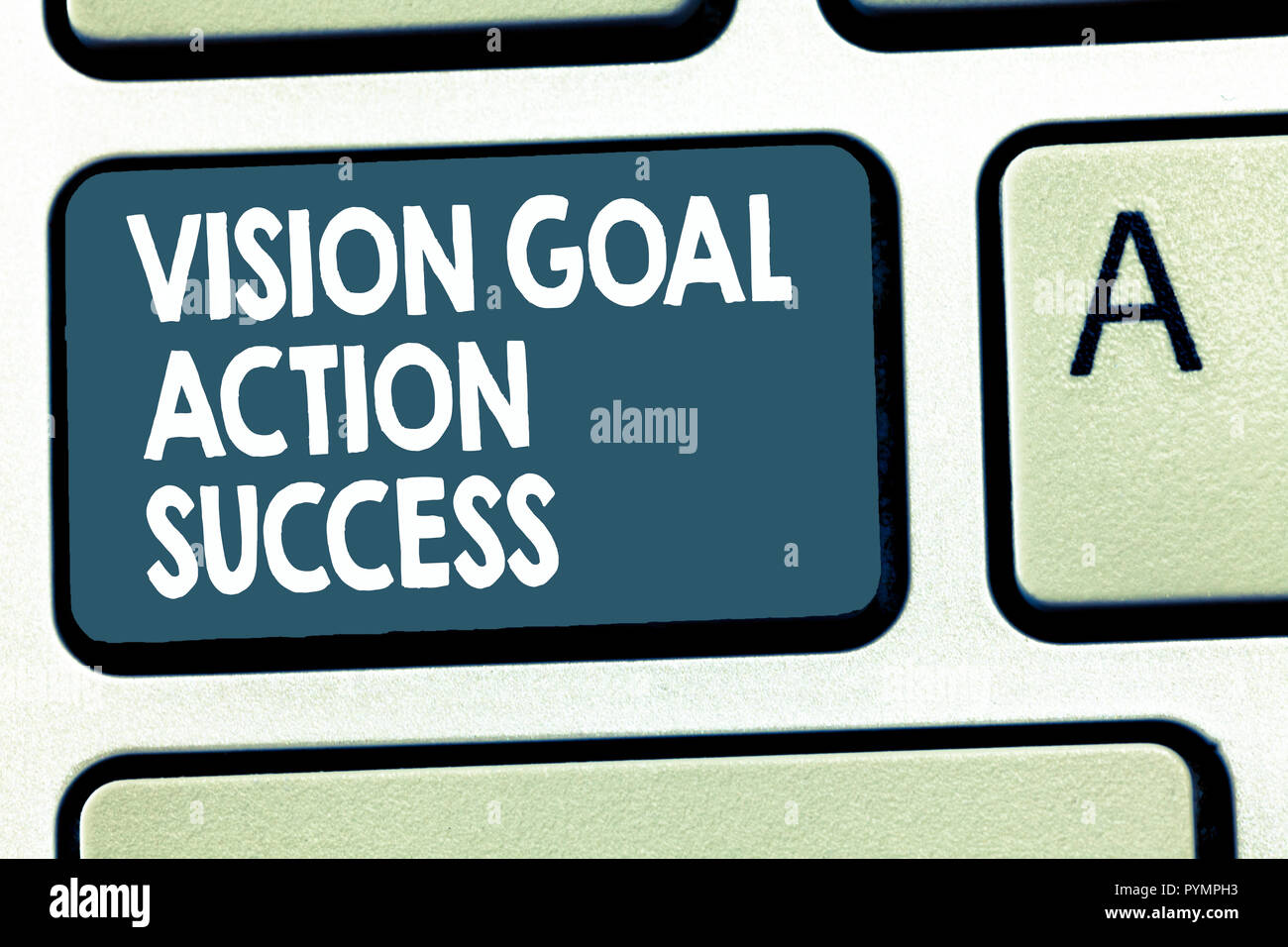 Conceptual hand writing showing Vision Goal Action Success. Business ...