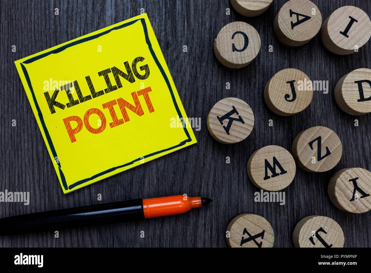 Conceptual hand writing showing Killing Point. Business photo ...