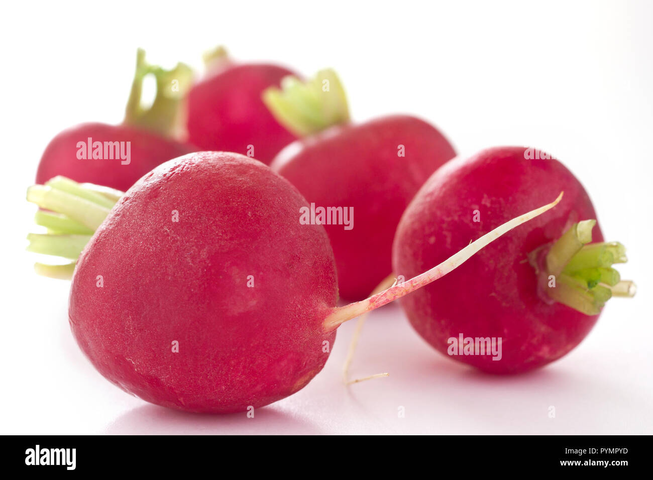 Red radishes on white with no leaves Stock Photo - Alamy