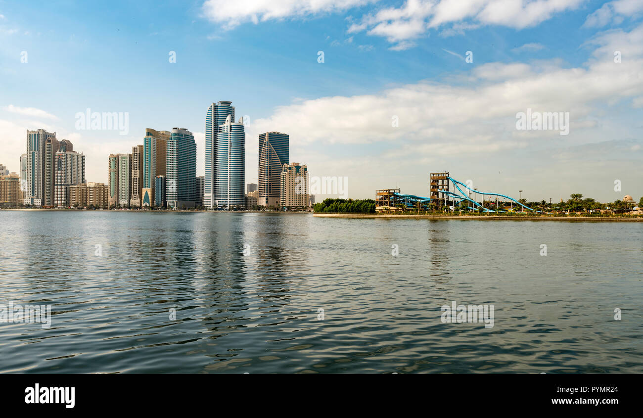 Khalid Lake, also known as Khalid Lagoon, in Sharjah, United Arab ...
