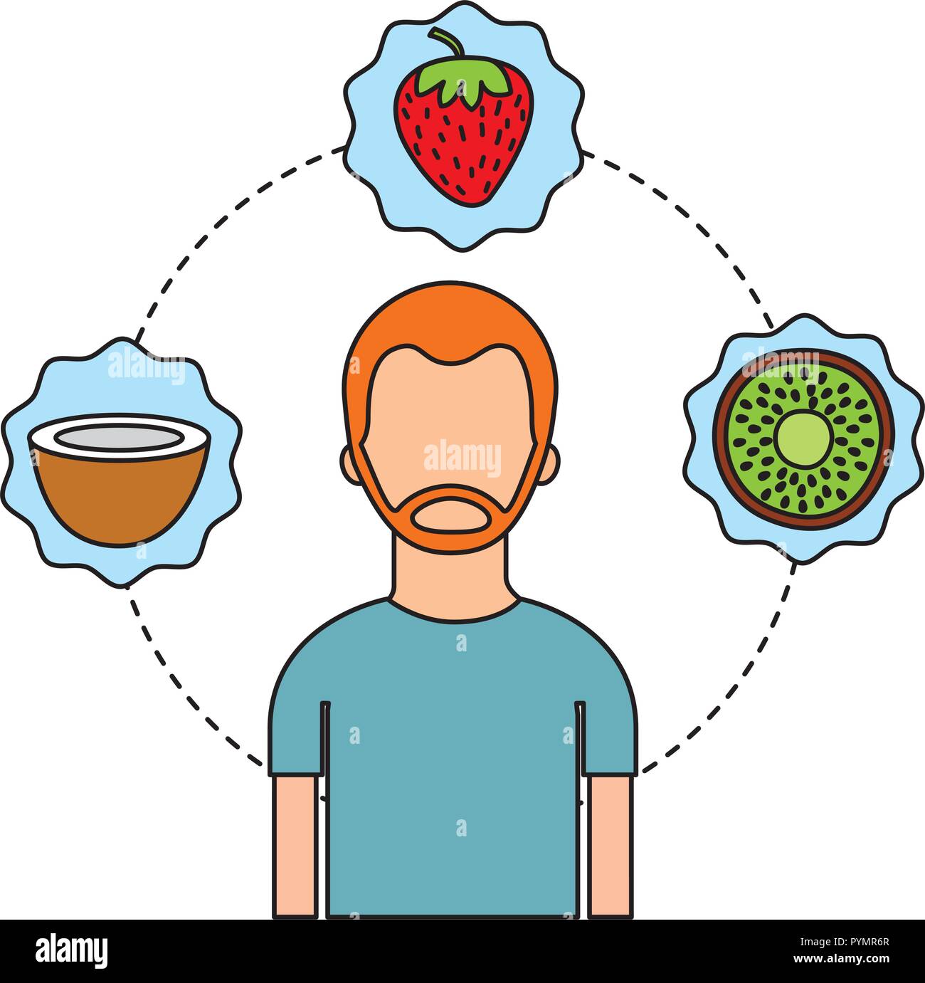 man and fresh fruits nutrition healthy Stock Vector Image & Art - Alamy