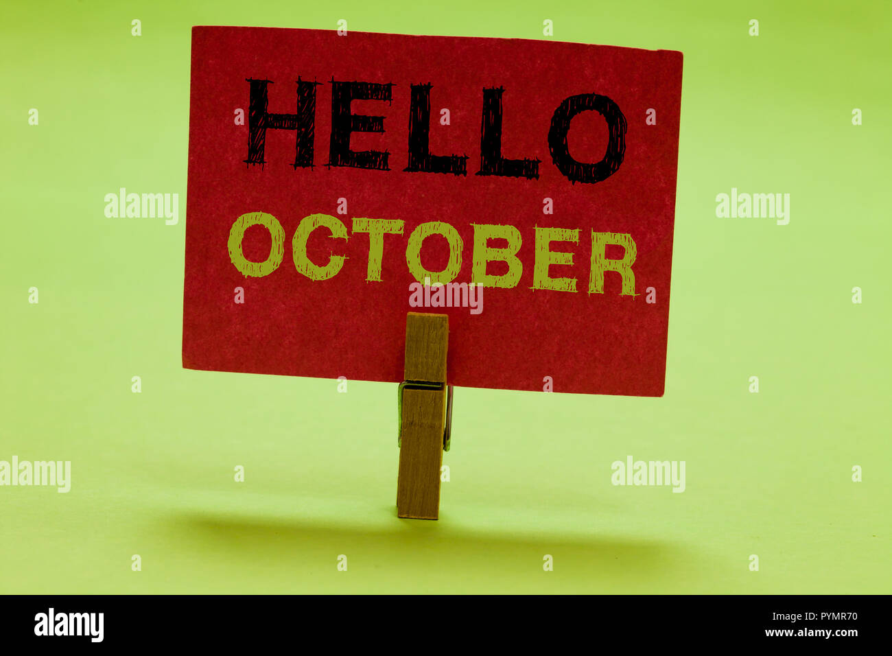 Text sign showing Hello October. Conceptual photo Last Quarter Tenth ...
