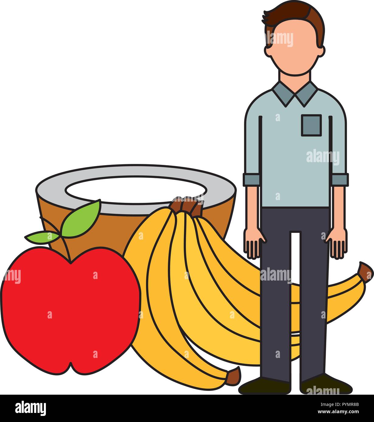 man and fresh fruits nutrition healthy Stock Vector Image & Art - Alamy