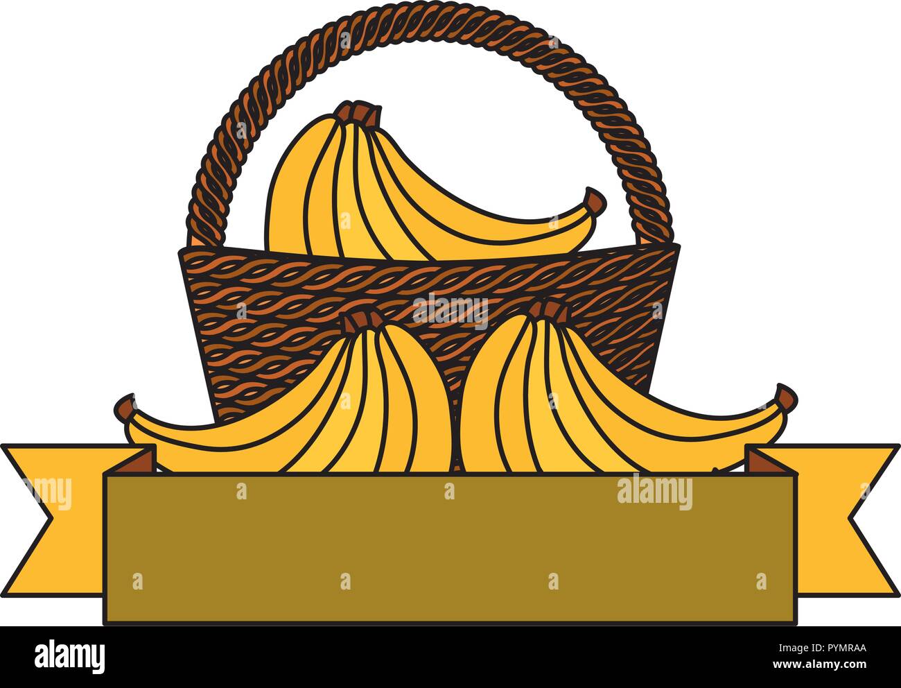 wicker basket banana fresh banner Stock Vector Image & Art - Alamy