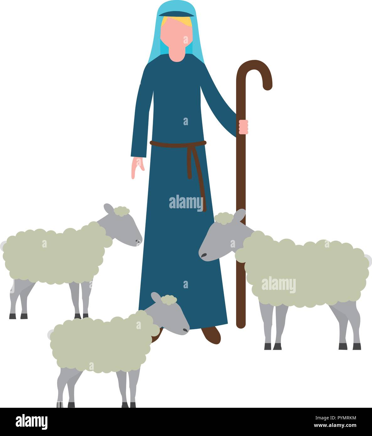 shepherd with flock sheep character Stock Vector Image & Art - Alamy