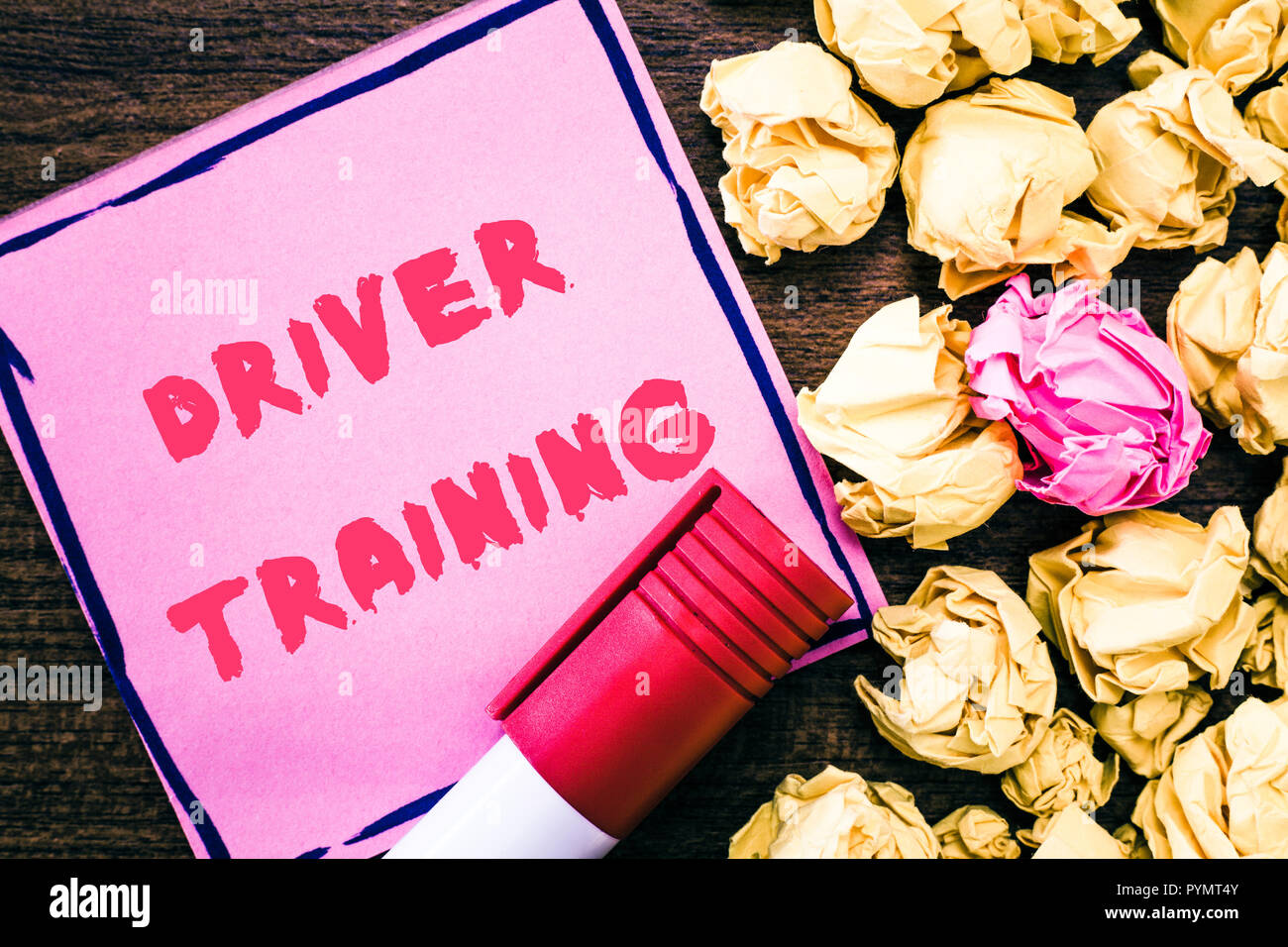 Handwriting text Driver Training. Concept meaning prepares a new driver ...
