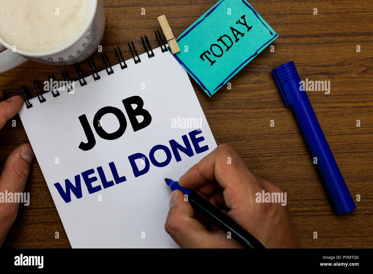 Writing note showing Job Well Done. Business photo showcasing Well ...