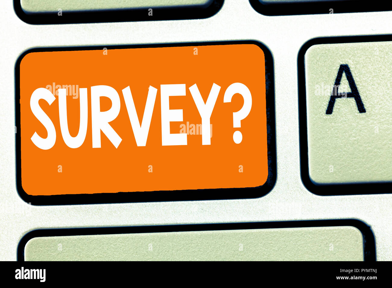 Handwriting text writing SURVEY question. Concept meaning Asking to ...