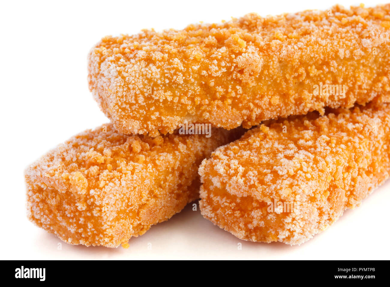 Single frozen bread crumbed fish finger on white Stock Photo - Alamy