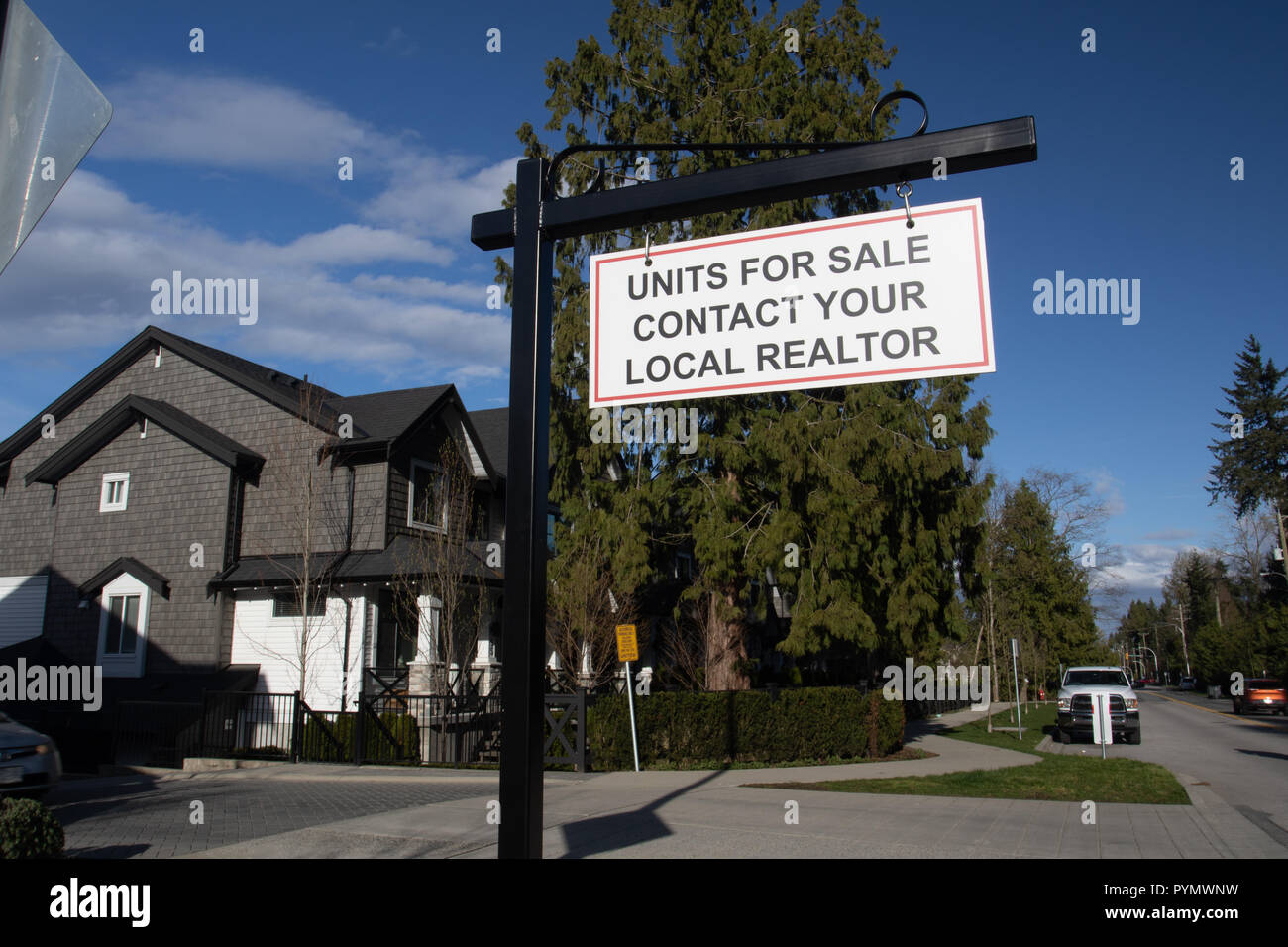 Home For Sale Real Estate, contact your local realtor sign Stock Photo ...