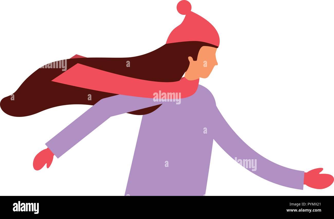 woman side view with winter clothes Stock Vector Image & Art - Alamy