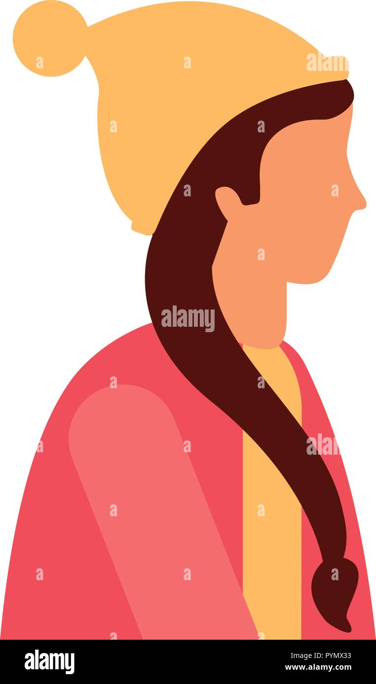 woman side view with winter clothes Stock Vector Image & Art - Alamy